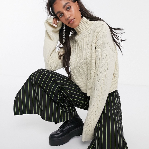 ASOS | Sweaters | Reclaimed Vintage Cable Knit Off White Cropped ...